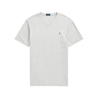Ralph Lauren Soft Cotton Crewneck T-Shirt mit charakteristischer Pony-Stickerei - - Tops - Herren - Grau - M