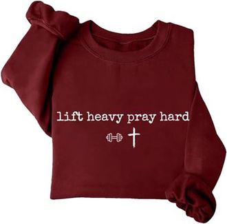 Generic Pull &laquo; Lift Heavy Pray Hard &raquo;, chemises de sport pour femmes, chemises chr&eacute;tiennes pour hommes, bordeaux, S