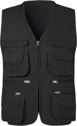 Generic Gilet dext&eacute;rieur d&eacute;contract&eacute; pour homme avec de nombreuses poches, gilet d&eacute;t&eacute; multifonction sans manches, en coton, convient pour la p&ecirc;che, le camping