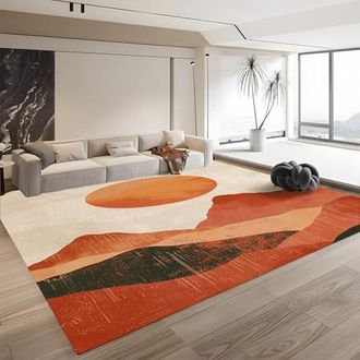 Generic Tapis Abstrait Salon Montagne Soleil Abstraite &agrave; Poils Courts Antid&eacute;rapant Salon 80 x 150cm Chambre Poil Ras Doux Tapis de D&eacute;coration Paillassons pour