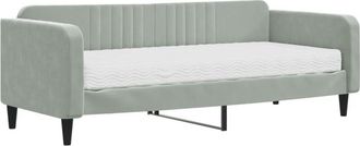vidaXL Tagesbett mit Matratze Hellgrau 90x200 cm Samt Vidaxl