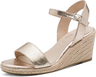 Tamaris Damen Sandalette mit Keilabsatz, metallic, 40 EU