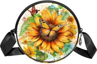 Generic Sac &agrave; bandouli&egrave;re rond pour femme, petit sac &agrave; bandouli&egrave;re avec fermeture &eacute;clair, bretelles r&eacute;glables, style d&eacute;contract&eacute;, pour femmes et filles