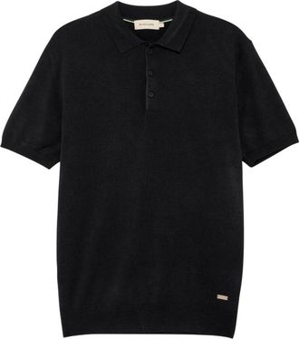 Gianni Lupo Homme, Tops, Noir, Taille: L Polo en maille muscle fit &agrave; col chemise Gl511S