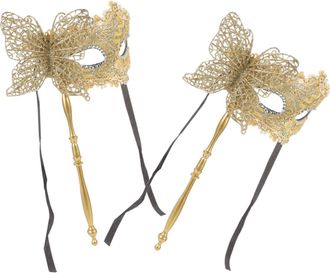 Holibanna 2 Stück Handgehaltene Maskerade Maske mit Stab Teiliges Venezianische Fasching Maske mit Einzigartigem Drachenmuster Geeignet für Damen Cosplay Karnev