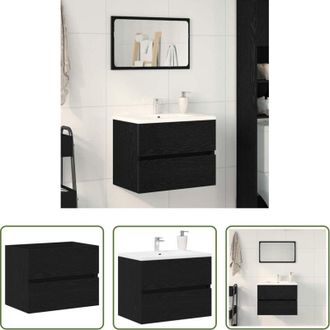 vidaXL Holzwerkstoff - Sp&uuml;lbeckenschrank Schwarz Eiche 60x38,5x45 cm Holzwerkstoff