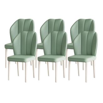 Generic Mid Century Esszimmerstuhl-Set Aus 4/6 - Moderner Küchen-Esszimmerstuhl Aus Kunstleder Mit Weißen Beinen Aus Karbonstahl, Armloses Design, Weiches Gro