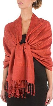 Sakkas 70 x 28 souple Pashmina Feel varié Paisley Conception châle/Wrap/Stole - orange
