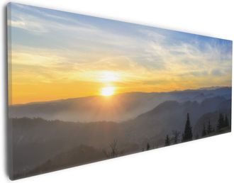 Wallario Leinwandbild Sonnenaufgang über dem Schwarzwald - Wandbild 30 x 75 cm: Kunstdruck | Brillante lichtechte Farben | hochauflösend | verzugsfrei