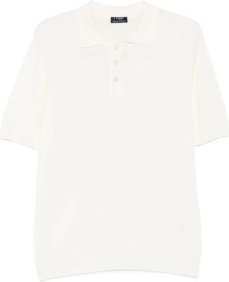 Barba Homme, Tops, Blanc, Taille: XL Polo en maille c&ocirc;tel&eacute;e