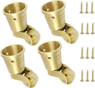 Generic M&ouml;belrollen im Becherstil aus massivem Messing, 360&deg; drehbare M&ouml;belr&auml;der aus antikem poliertem Messing, Universalrollen f&uuml;r M&ouml;bel, Schr&auml;nke, Sofas, Tr