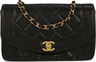 Chanel 1995 kleine Diana Schultertasche mit Kettenriemen - Schwarz