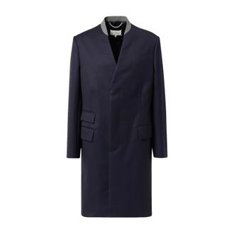 Maison Margiela Homme, Manteaux, Bleu, Taille: M Manteau en Laine Bleu Aw24