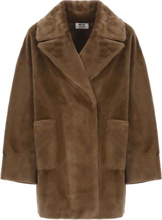 Betta Corradi Femme, Vestes, Brun, Taille: 40 FR Manteau Croisé en Fausse Fourrure