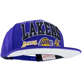 Mitchell & Ness NBA/HWC Champ Stack Baseball Snapback Cap - LOS Angeles Lakers, Schwarz, 100% Polyester, verstellbar, Herren, Frauen, Kinder, Unisex, Fr&uuml;hling, Sommer