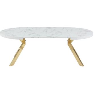 Vente-Unique Vente-unique - Table à manger extensible 4 à 8 personnes en mdf et acier - Effet marbre blanc et Doré - komoni
