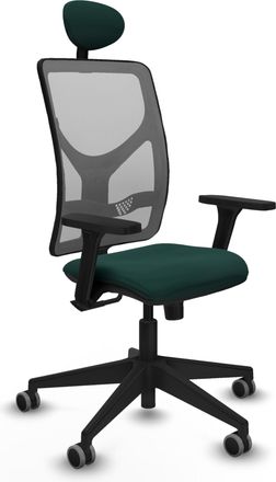 Piqueras y Crespo Kundenbetreuungszentrum, mit 3D-Armlehnen, h&ouml;henverstellbarer Lendenwirbelst&uuml;tze und festem Kopfteil, ausgestattet mit 3 Positionen, Grau/Flaschengr&uuml;n