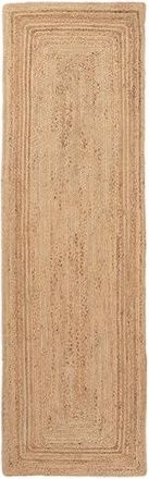 Carpetfine Tapis Jute Nele Couloir Couleur Naturelle Beige 80x600 cm tiss&eacute; &agrave; la Main en Jute | Tapis Naturel Moderne uni de Style Boho pour Salon et Chambre