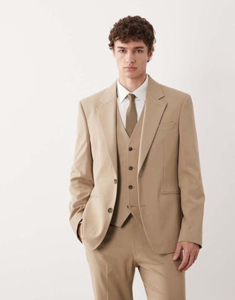 Asos Veste de costume ajust&eacute;e - Taupe-Neutre