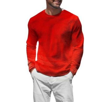 Generic Chemise de Saint-Valentin pour homme - Imprim&eacute; amour - L&eacute;ger et respirant - Col rond - Manches longues - Confortable et doux au toucher, Rouge, 3XL