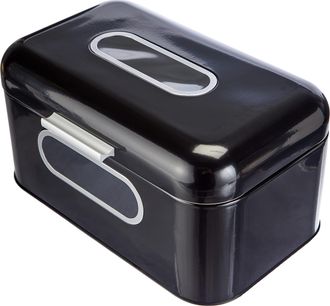 Echtwerk Echtwerk Brotkasten, Retro-Brotbox aus Metall mit Sichtfenster, Platzsparende Aufbewahrungsbox, Brotkorb mit Deckel, small, schwarz, 30 x 20 x 16.5 cm