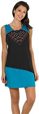 Coline Robe Courte brod&eacute;e - Couleur : Bleu - Taille : L