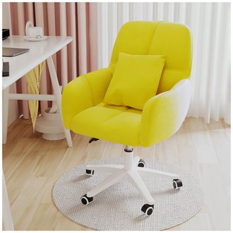 Generic Ergonomischer B&uuml;rodrehstuhl Mit Lordosenst&uuml;tze Und 360&deg;-R&auml;dern for Den Heimgebrauch Oder Den Schminktisch(Yellow)
