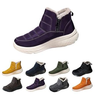 Generic Bottes de neige pour femme - Chaudes - Semelle &eacute;paisse - Doublure en peluche - Imperm&eacute;ables - Antid&eacute;rapantes - Avec fermeture &eacute;clair lat&eacute;rale, violet,