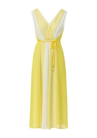Comma Midikleid Kleid Chiffon-Kleid mit elastischer Taille und Bindeband