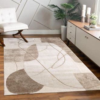 Paco Home Tapis Salon Chambre Adulte Poils Ras Motif Fleuri Arc-en-ciel Motif Geometrique 80x300 cm, Beige - Paco Home