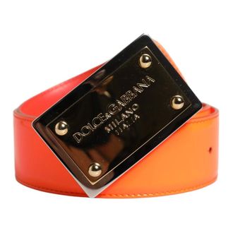 Dolce & Gabbana unisex, Accessoires, Orange, Taille: ONE Size Ceinture Orange en M&eacute;tal Dor&eacute; avec Logo