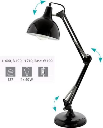 Eglo Lampe &agrave; poser Borgillio - Noir