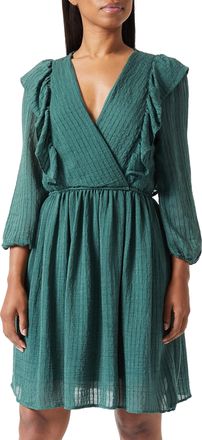 Only Womens ONLLONDON 3/4 Ruffle Dress NOOS WVN Kleid, Trekking Green, XS