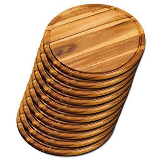 KESPER Kesper Assiette en bois dacacia certifi&eacute; FSC &oslash; 30 cm - Lot de 10 - Viande, Pizza, Charcuterie & Fromage - R&eacute;sistant &agrave; lhumidit&eacute; - Durable - Non lavabl