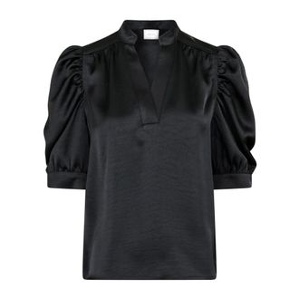 Neo Noir Satingebluse mit Puff&auml;rmeln - - Blouses & Shirts - Damen - Schwarzk - S