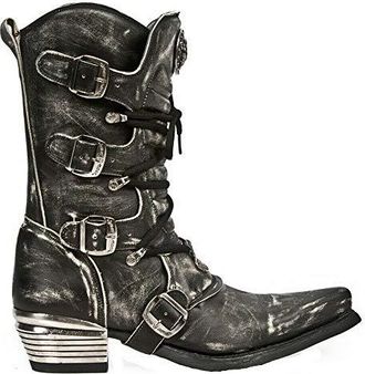 New Rock Hommes M.7993-S3 Gris Dallas Western Cowboy Bottes Mode en Cuir 40