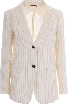 Max Mara Femme, Vestes, Beige, Taille: 40 FR Pinstripe Linen Blazer