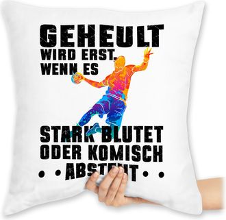 Shirtracer Kissen 40x40 Zierkissen - Geheult Wird erst wenn es stark blutet Handball Spruch Geschenk Handball Geschenkideen f&uuml;r Handballer Geschenke I Handballer