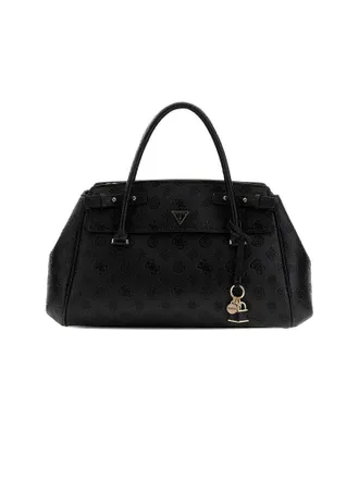 Guess Womens Satchel Bag Black Logo Polyurethane - Satchel-Bags