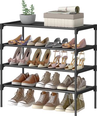 Songmics Schuhregal 4 Ebenen, Schuhablage, Schuhaufbewahrung, Eingangsbereich, Flur, platzsparend, 29,7 x 62,3 x 70,5 cm, Metallrahmen, Vliesstoff-Ablage, tint