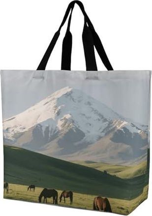 Generic Montagne Enneig&eacute;e Sac Courses L&eacute;ger Tote Bag R&eacute;utilisable Sac Fourre-Tout Pour Travail Shopping Voyage