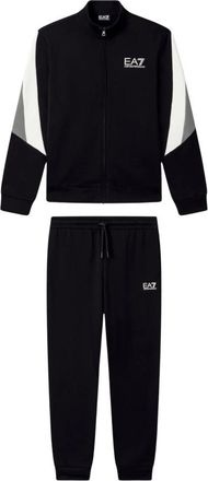 Emporio Armani Emporio Armani Ea7, Homme, Sport, Noir, Taille: 2XL Combinaison en jersey de coton avec d&eacute;tails c&ocirc;tel&eacute;s