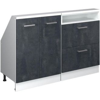 Vicco Ensembles de meuble de rangement sous pente Rion, noir b&eacute;ton/blanc, Lot de 2, Vicco