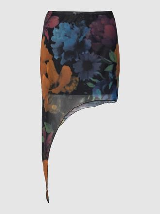 Review Asymmetrischer Mesh Minirock mit Floralem Muster