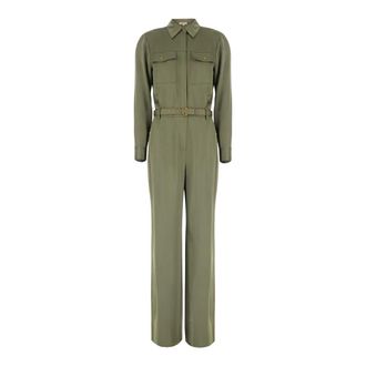 Michael Kors Satin Ls Jumpsuit - - Jumpsuits & Playsuits - Damen - Gr&uuml;n - S