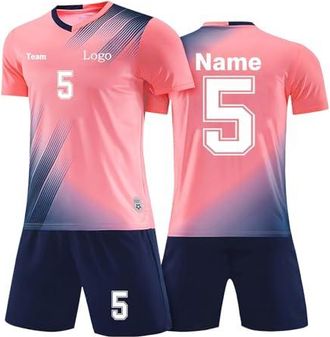 Generic Maillot de football personnalis&eacute;, num&eacute;ro de nom personnalis&eacute; avec logo de l&eacute;quipe, maillot de sport respirant unisexe pour enfants et adultes, 3, L