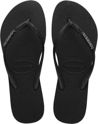 Havaianas Slim Glitter II Femmes Slim Design Shiny Finish Summr Sandals (Schwarz Schwarz, EU 37/38)