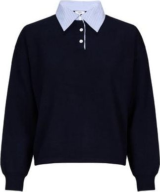 Suncoo Pull droit uni &agrave; col chemise ray&eacute;