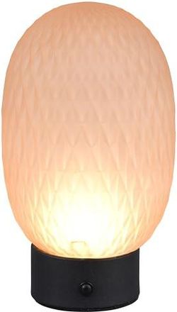 Trio Leuchten LED Akku Tischleuchte Facette 564210113, Metall Schwarz matt, Glas amberfarbig, inkl. 1.5 Watt LED, USB-Anschluss, 4-fach Touch