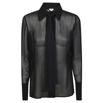 Elisabetta Franchi Bluse aus Georgette- und Cr&ecirc;pe-Stoffen mit Sch&auml;rpeng&uuml;rtel - - Blouses & Shirts - Damen - Schwarzk - L